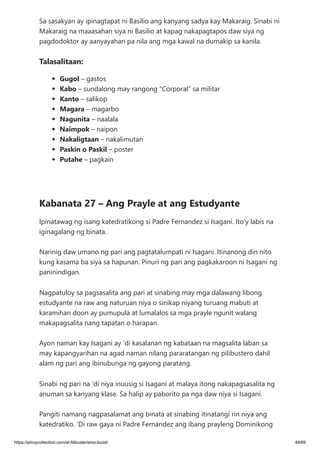 El Filibusterismo Buod Ng Bawat Kabanata 1-39 With Talasalitaan | PDF