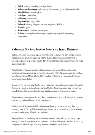 El Filibusterismo Buod Ng Bawat Kabanata 1-39 With Talasalitaan | PDF