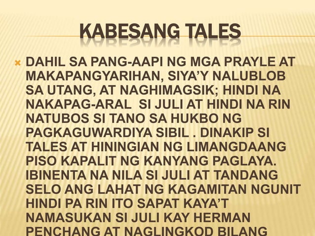 El Filibusterismo Kabanata 4 Si Kabesang Tales Ppt