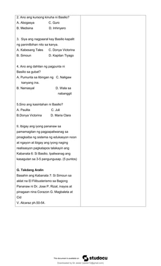 El Filibusterismo Kabanata 6.pdf kabanata 6 | PDF