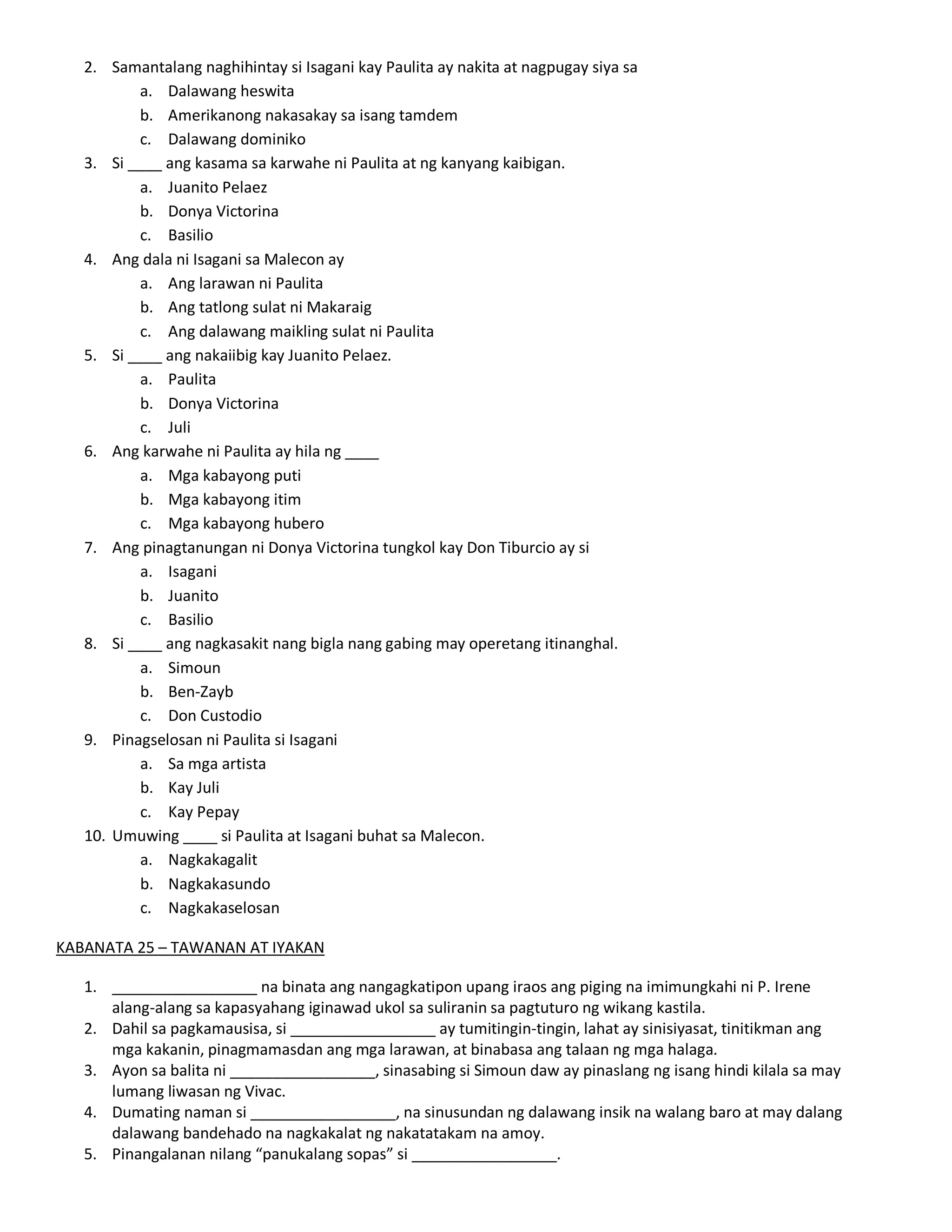 El filibusterismo quizzes | PDF