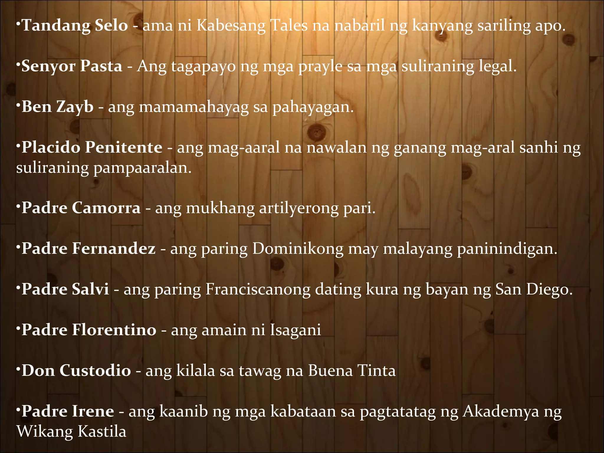 El Filibusterismo - Mga Tauhan | PPS