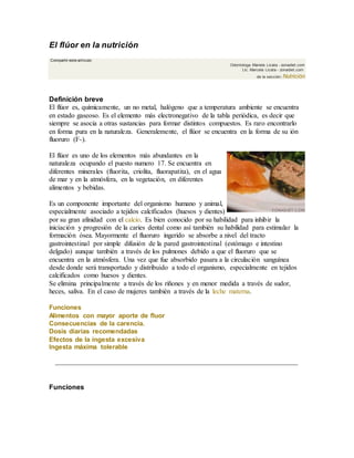 El flúor en la nutrición | DOCX