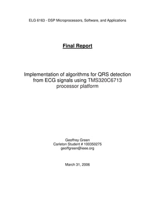 QRS signal ECG detection | PDF | Computer Software and Applications ...