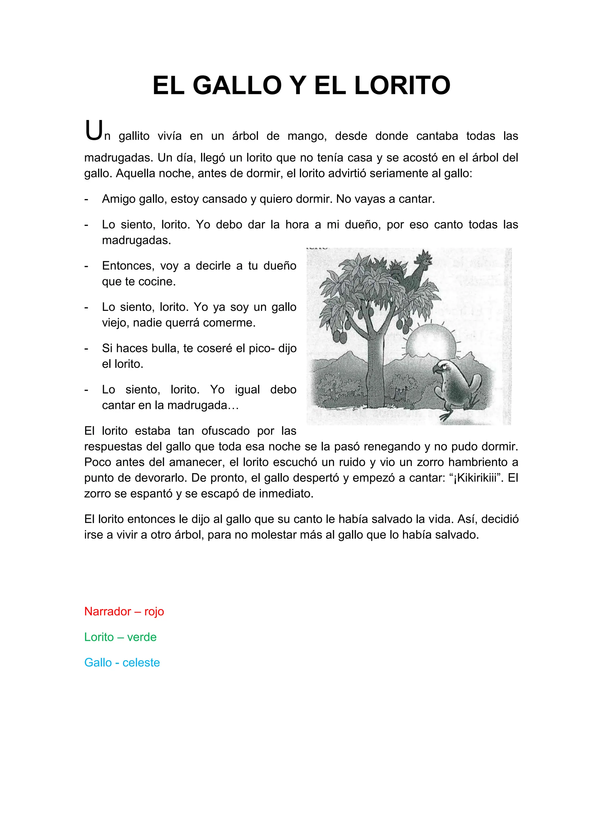 LA HISTORIA DEL UN GALLO Y EL LORITO.doc