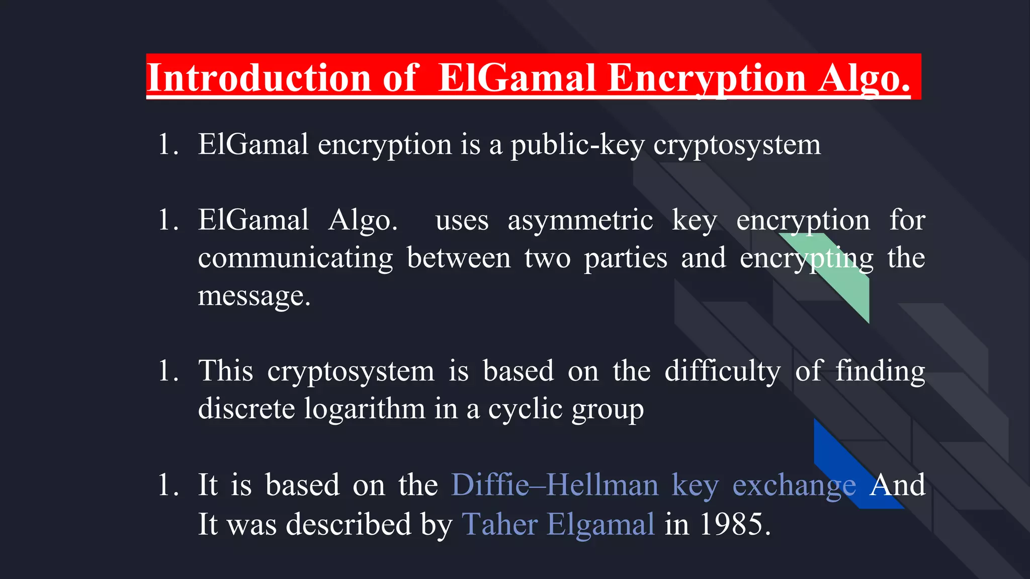 Elgamal Encryption Algoritham Pptx