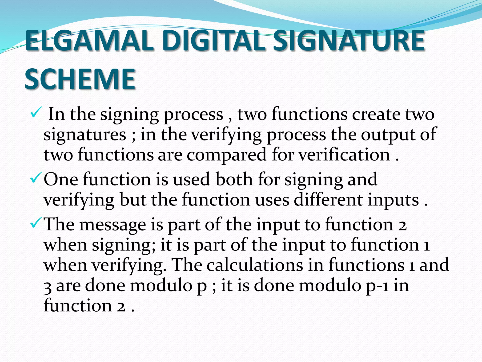 Elgamal And Schnorr Digital Signature Scheme Copy Ppt