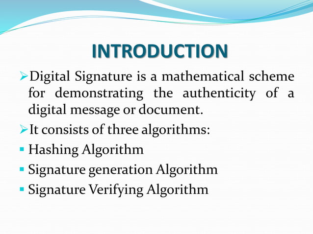 Elgamal & schnorr digital signature scheme copy | PPTX | Internet | Computing