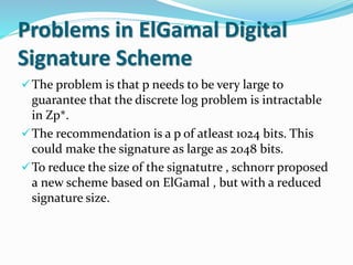 Elgamal & schnorr digital signature scheme copy | PPTX