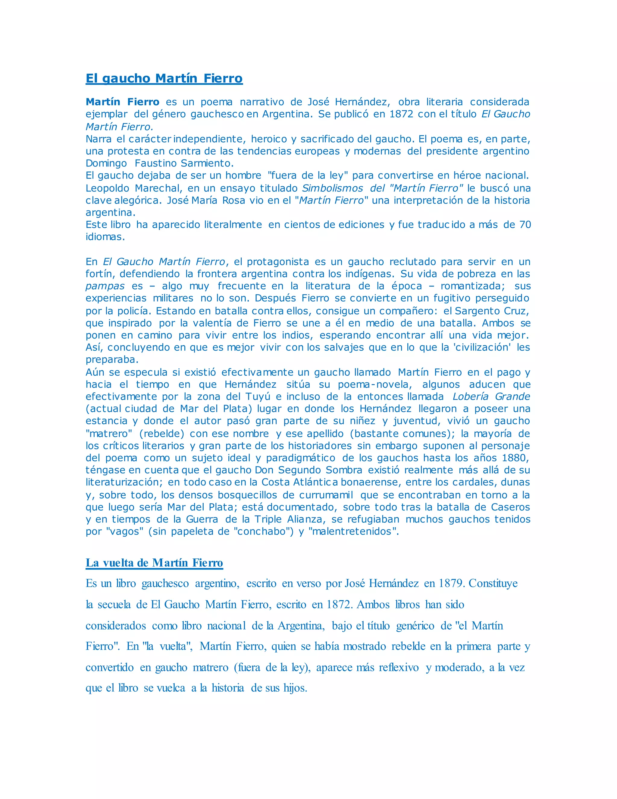 El gaucho martín fierro | PDF