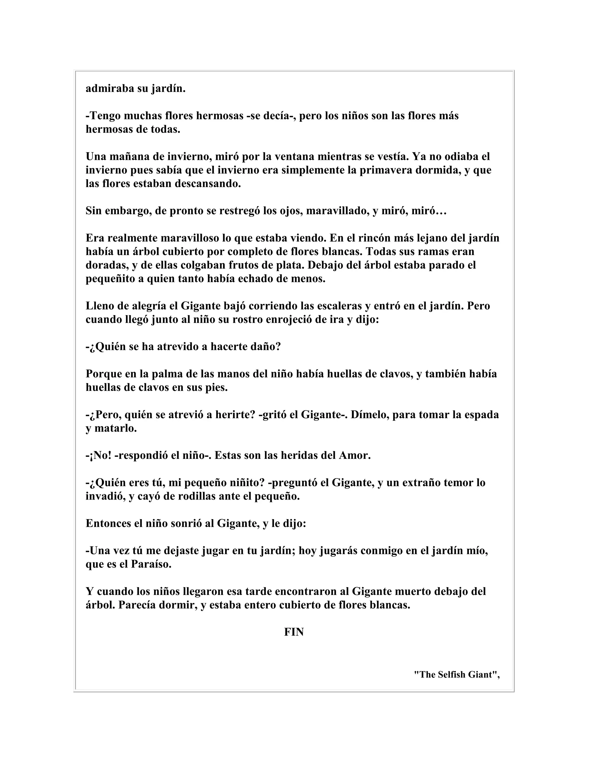 El gigante egoísta | DOCX