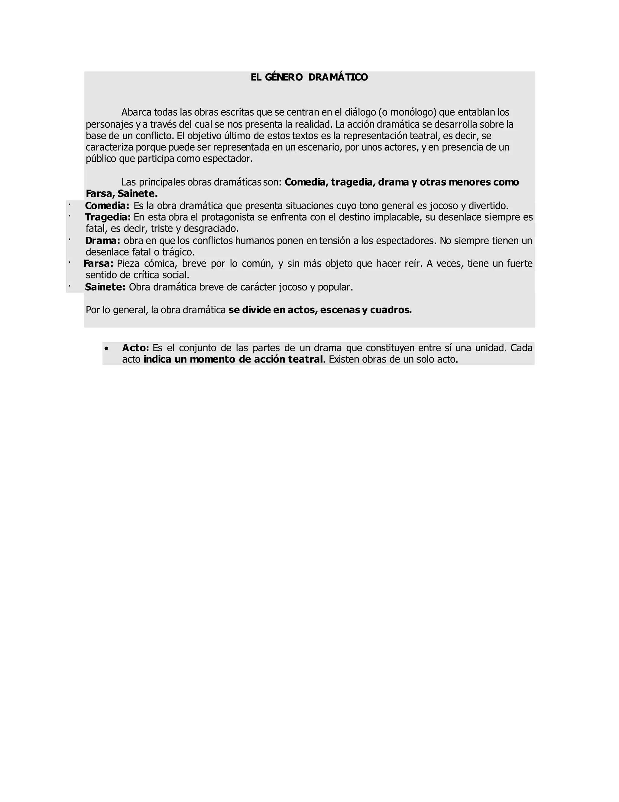 El género dramático | DOCX