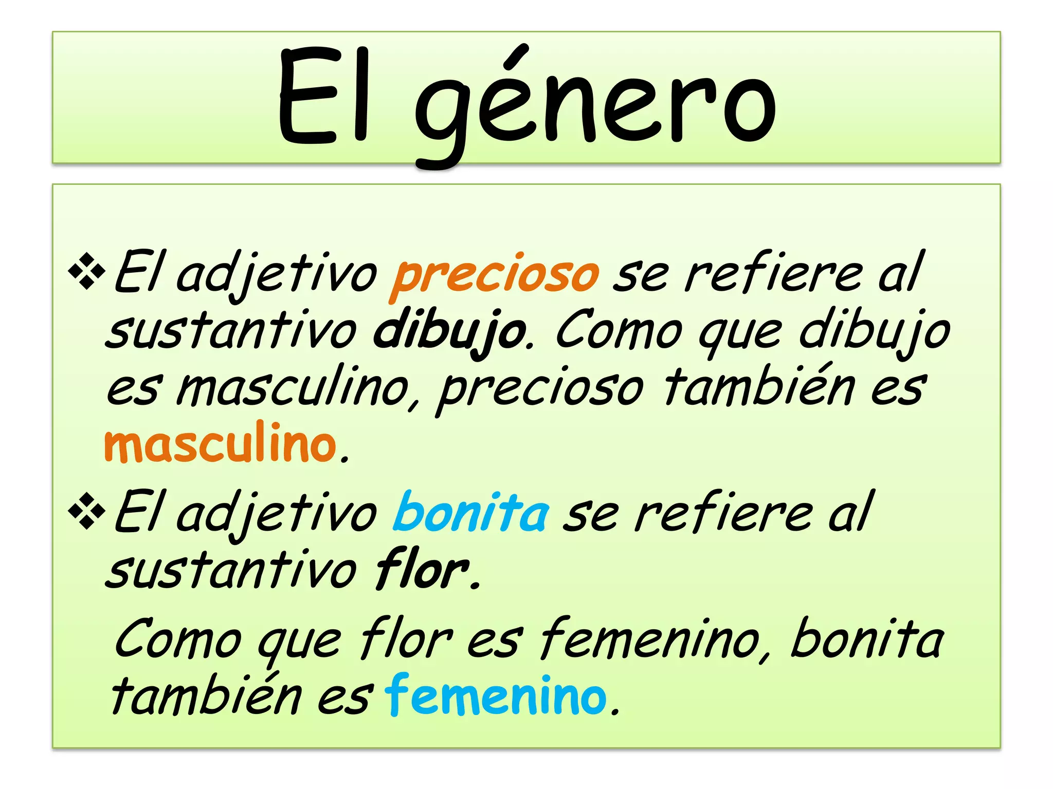 El género y número de los adjetivos | PPTX