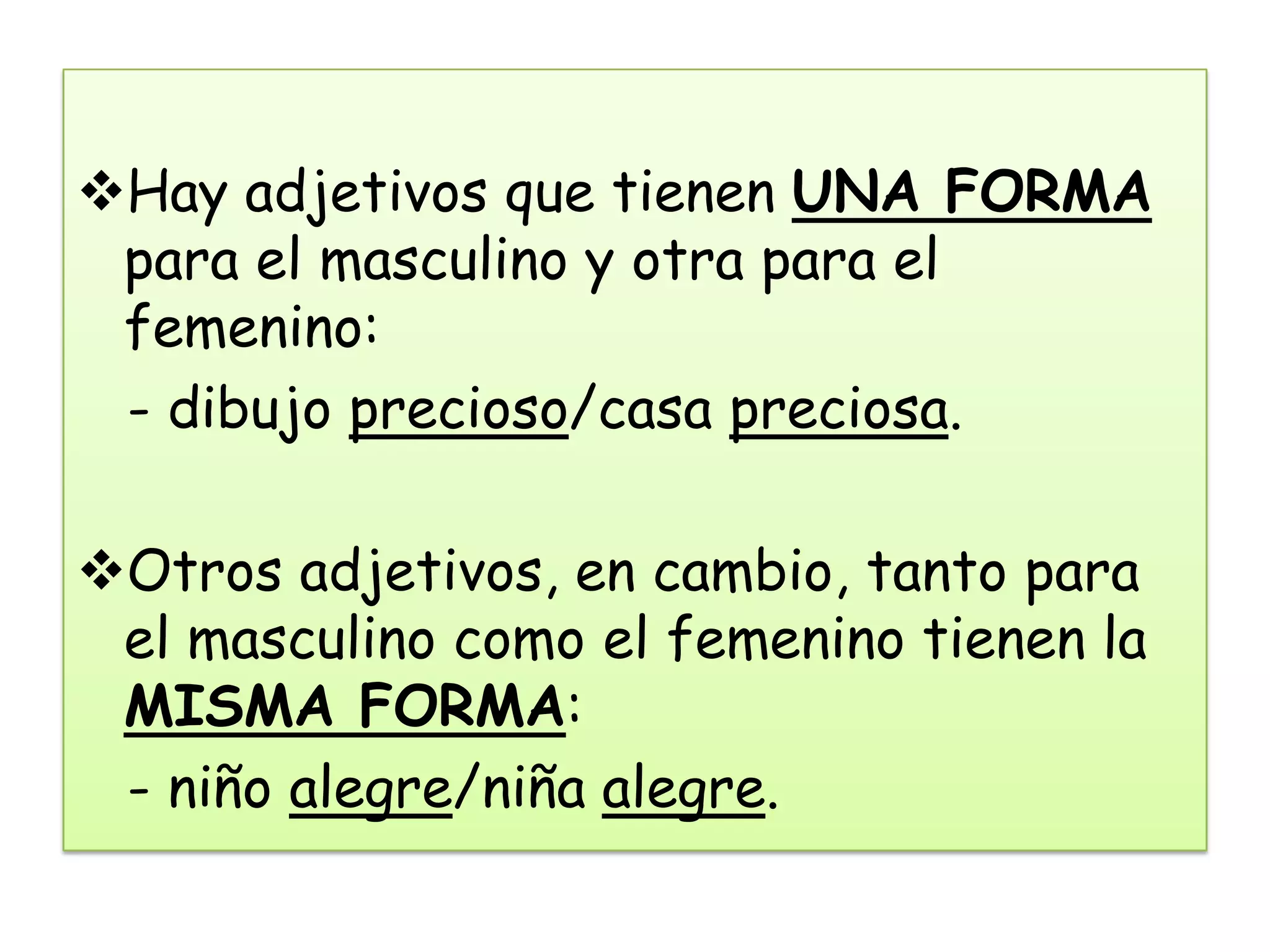 El género y número de los adjetivos | PPTX