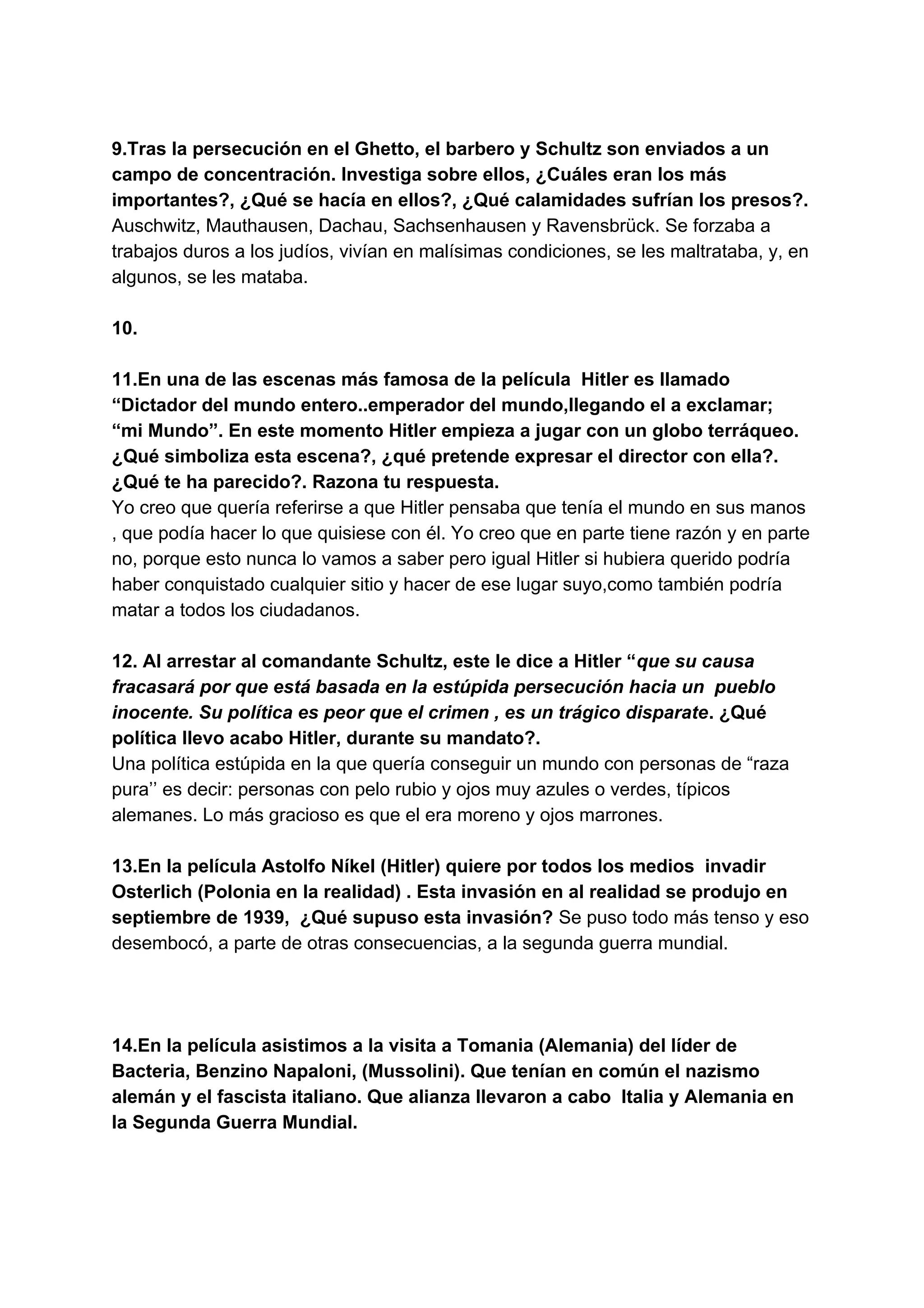 El gran dictador preguntas | PDF