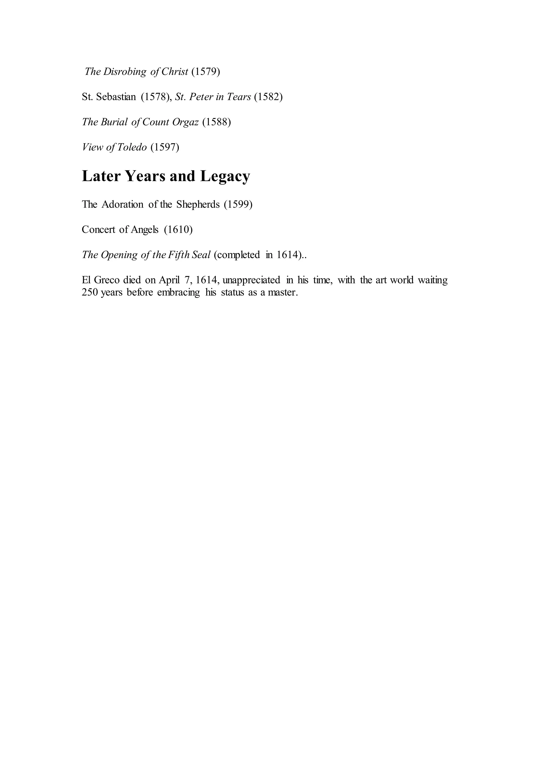 El Greco - Biography | DOCX | Christianity | Religion & Spirituality