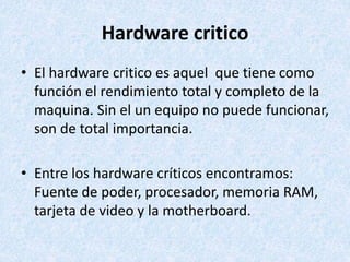 El hardware y sus componentes din | PPTX