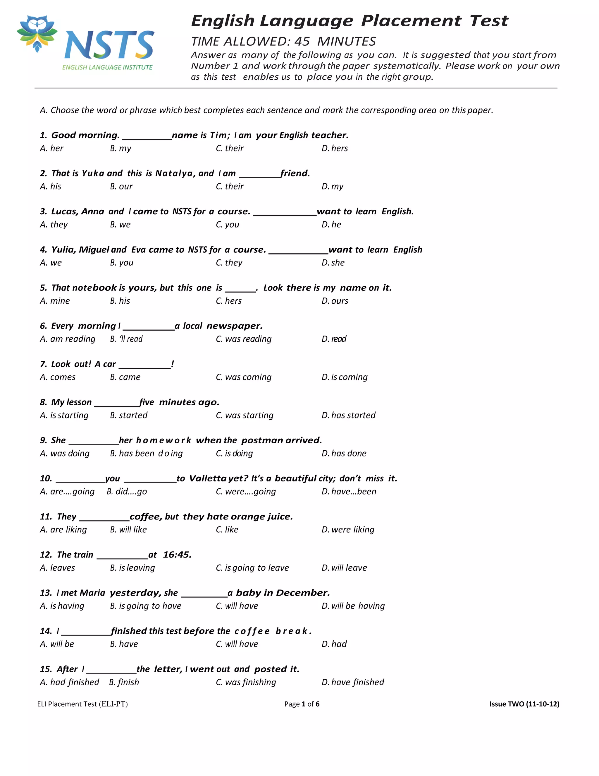 English Language Placement Test.pdf