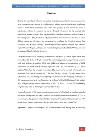 Study on groundnut shell ash as partial replacement of cement in ...