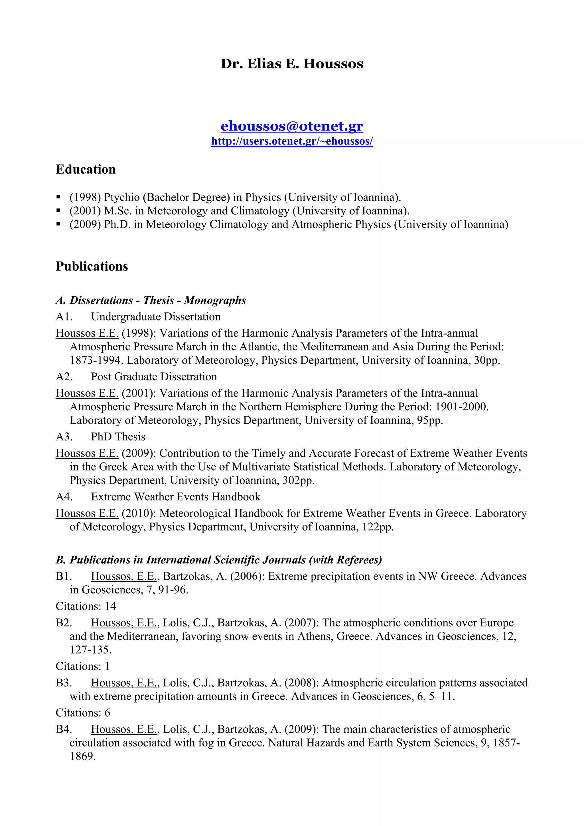 Elias Houssos CV | PDF