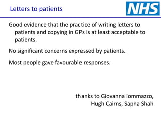 Writing letters to patients and copying GP in | PPTX