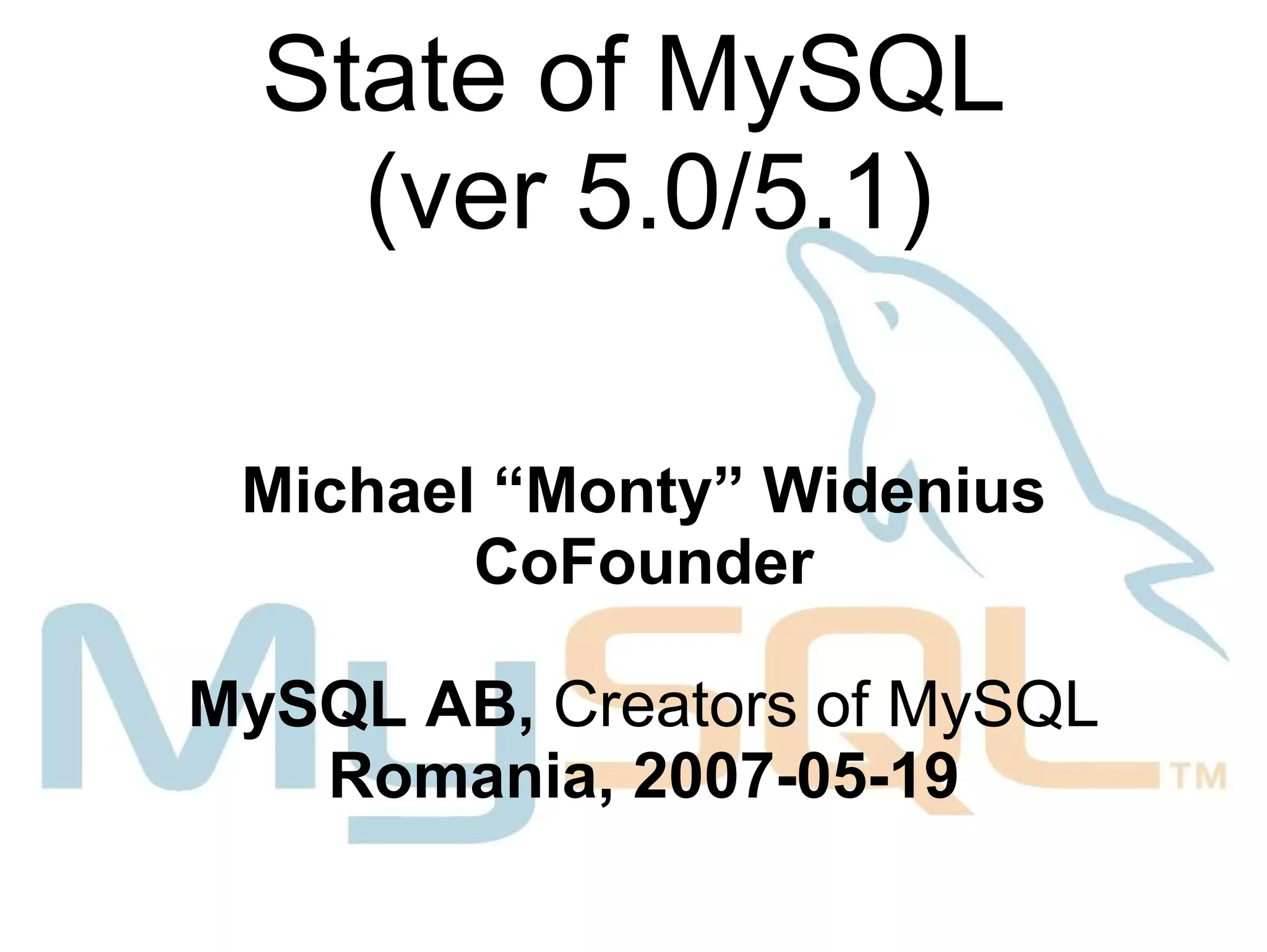 "Advanced MySQL 5 Tuning" by Michael Monty Widenius @ eLiberatica 2007 | PDF