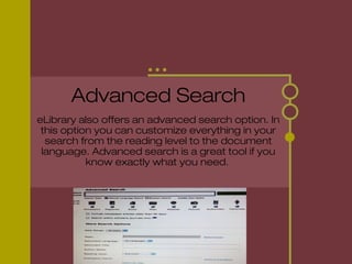 eLibrary presentation (How to Search) | PPT
