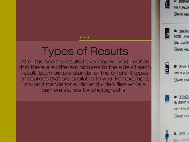 eLibrary presentation (How to Search) | PPT