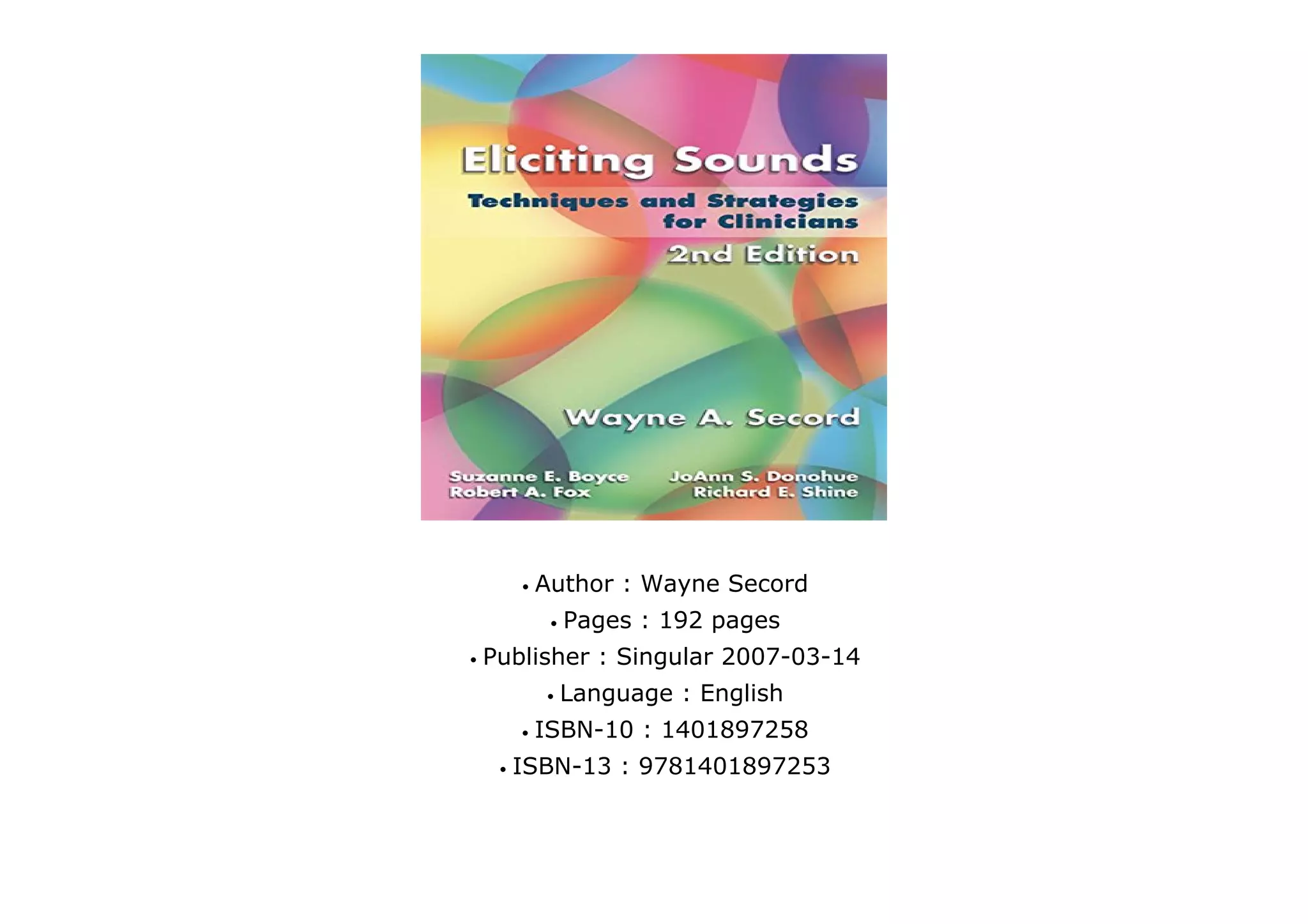 Eliciting Sounds: Techniques and Strategies for Clinicians | PDF