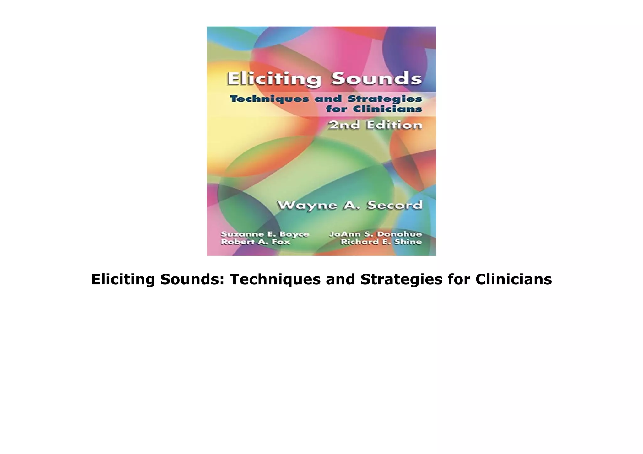 Eliciting Sounds: Techniques and Strategies for Clinicians | PDF