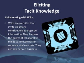Eliciting Tacit Knowledge for Learning | PPT