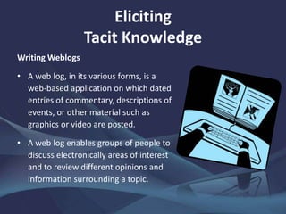 Eliciting Tacit Knowledge for Learning | PPT
