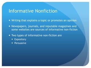 Eli eng125 intro to non fiction | PPTX