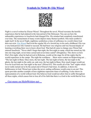 Elie Wiesel Loss Of Identity In Night | PDF