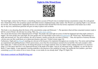 Elie Wiesel Night | PDF | Judaism | Religion & Spirituality