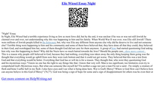 Elie Wiesel Night | PDF | Judaism | Religion & Spirituality