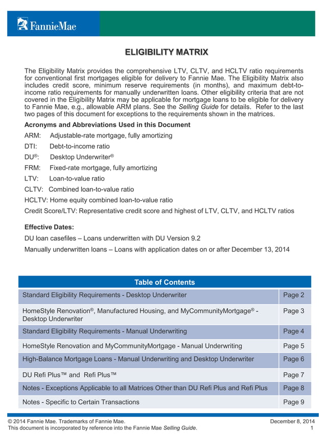 Eligibility matrix | PDF