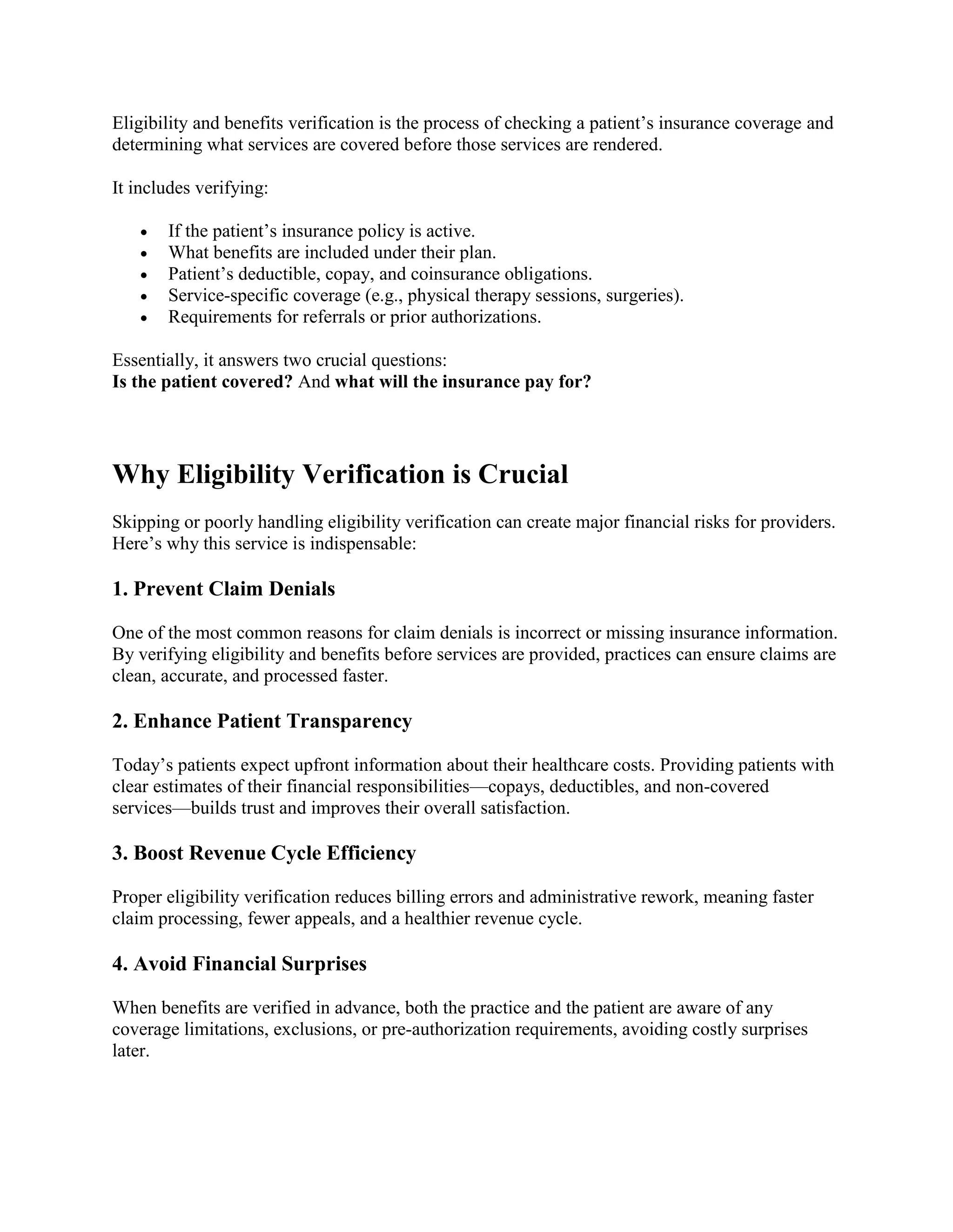 Eligibility and Benefits Verification Services: A Cornerstone of ...
