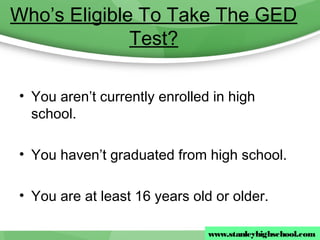 Eligibility and Requirements for the GED Test | PPT