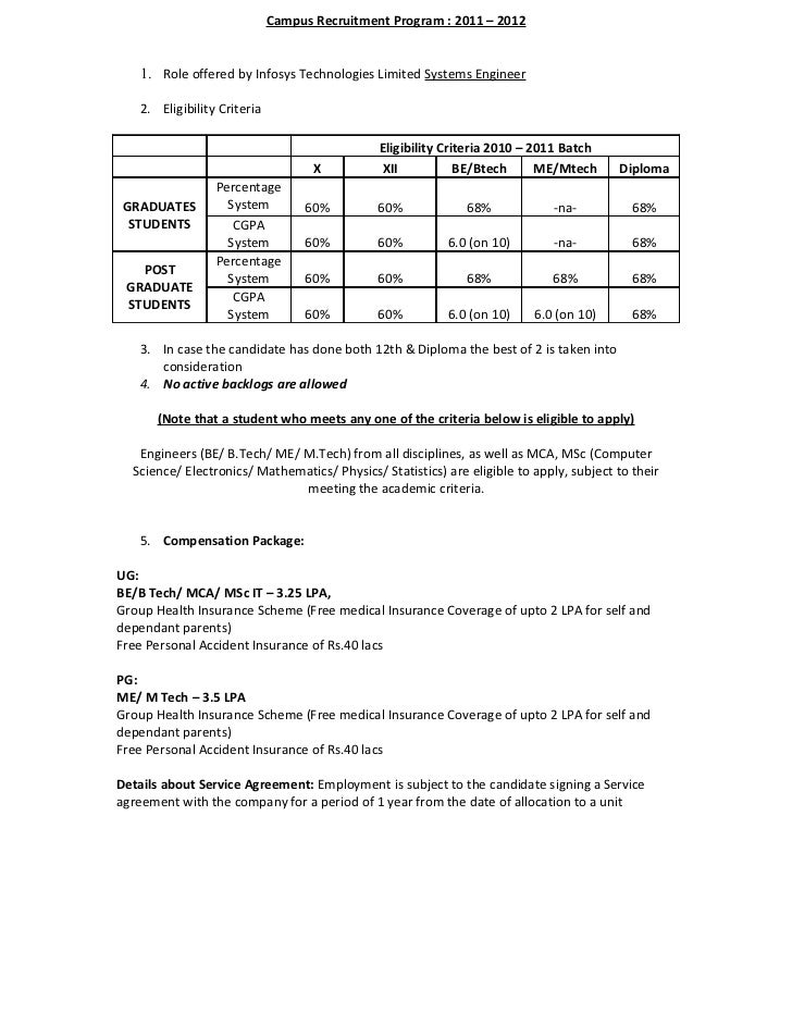 Eligibility Criteria And Instructions For Infosys Placement eligibility-criteria-and-instructions-for-infosys-placement