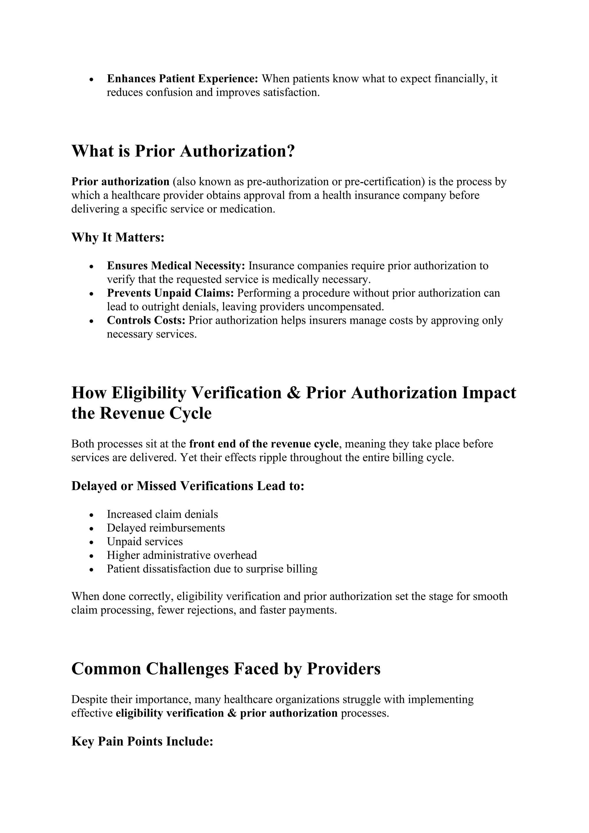 The Critical Role of Eligibility Verification & Prior Authorization in ...