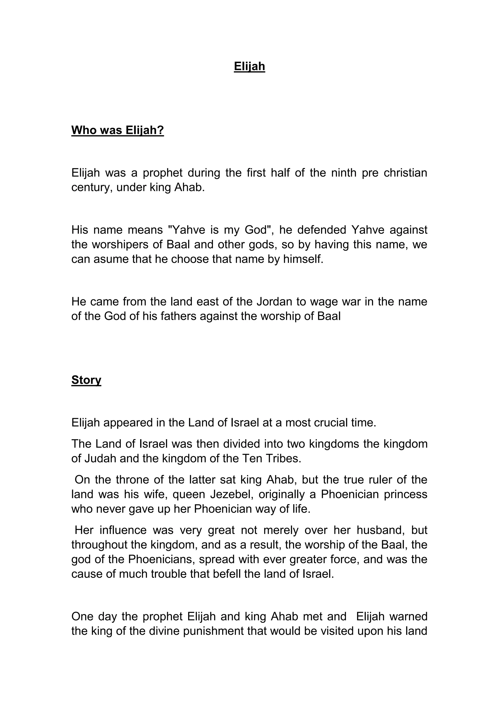 Short homework about prophet Elijah | DOCX