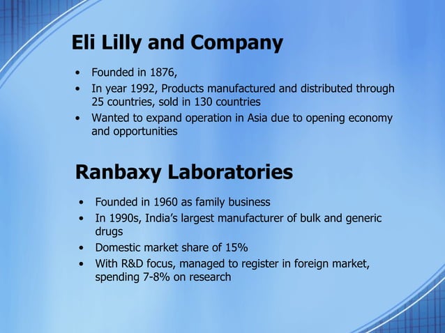 Eli lilly ranbaxy jv | PPT