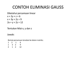eliminasi-gauss materi lengkap dan terpecaya | PPTX