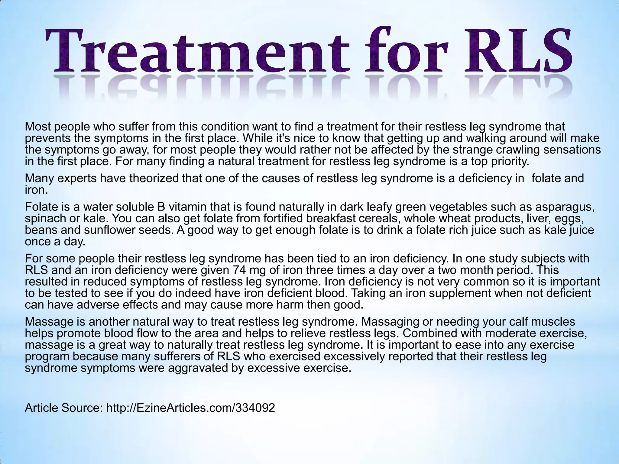 Eliminate restless leg syndrome | PPTX