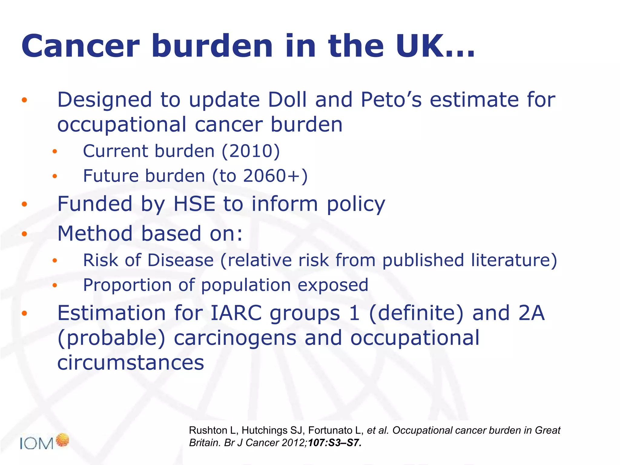 Eliminating occupational cancer | PPTX | Cancer | Diseases and Conditions