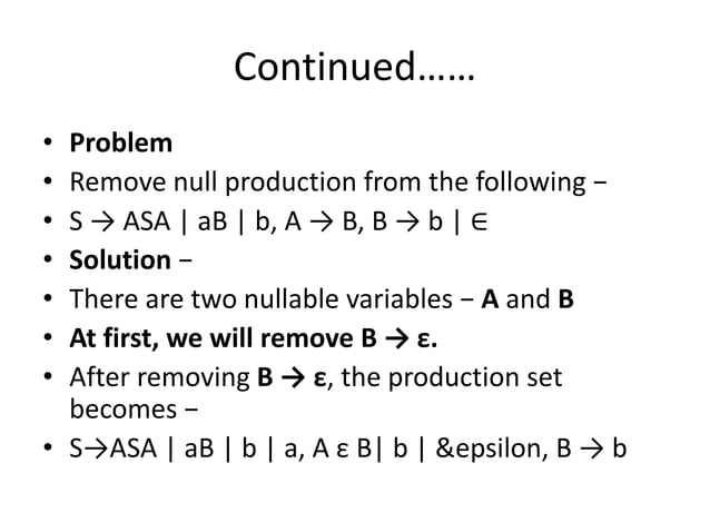 Eliminating ^ production and Unit Production from a CFG.pptx ...