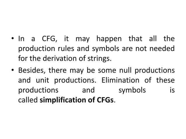 Eliminating ^ production and Unit Production from a CFG.pptx | Programming Languages | Computing