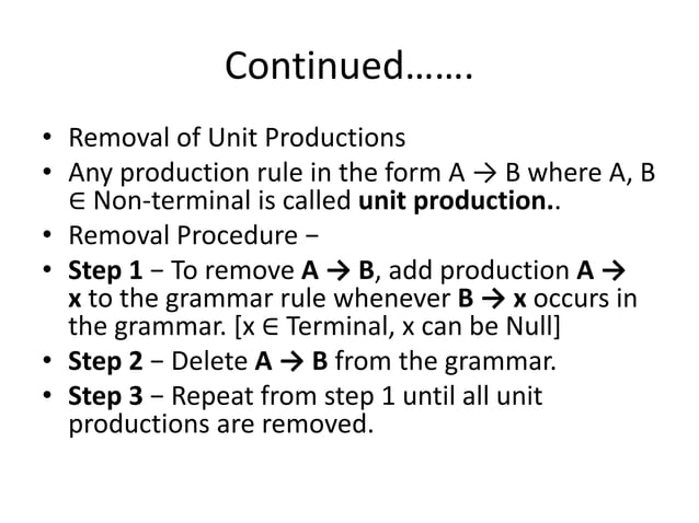 Eliminating ^ production and Unit Production from a CFG.pptx ...