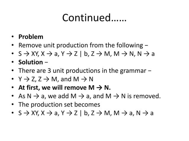 Eliminating ^ production and Unit Production from a CFG.pptx ...